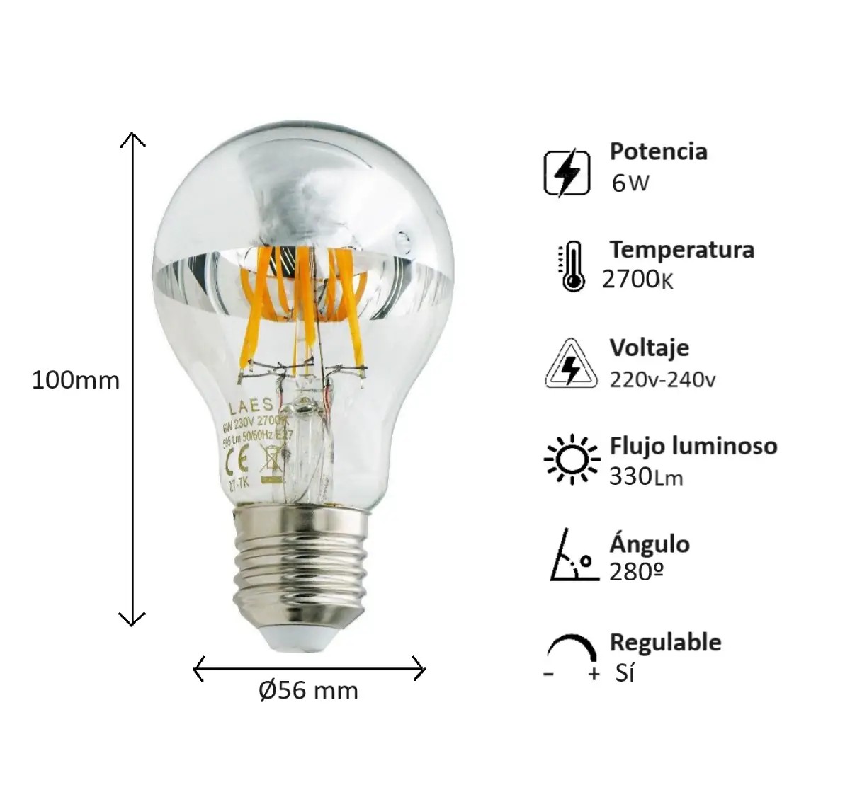 Bombilla LED Estándar Mirror - E27 2700k
